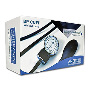 Lightning X Aneroid Sphygmomanometer (BP Cuff) Adult Blood Pressure Monitor with Carrying Case - Black