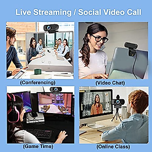 Hrayzan Webcam 1080p, Webcam with Microphone, USB Web Camera 110°Wide View, Plug and Play Computer Camera, Laptop Desktop Webcam for Conferencing Recording,Webcam Tripod and Privacy Cover Include