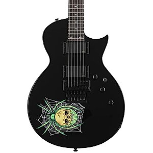 ESP 6 String LTD KH-3 Kirk Hammett Signature Series Electric Guitar with Case, Black w/Spider Graphic, Right, (LKH3)