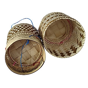 Bamboo Sticky Rice Serving Basket Handmade ''KRA-Tip'' Thai Laos Traditional Weave Wickerwork with Vegetable Based Dye Serving Travel Picnic Keeping Sticky Rice After Steaming Keep Sticky Rice Warm