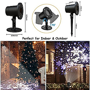 Christmas Projector Lights Outdoor - Waterproof LED Snowflake Projector Lights for Xmas Holiday Home Party Garden Decorations