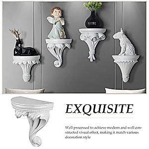 Cabilock Wall Floating Shelf Retro Baroque Resin Flower Pot Stand Planter Bracket Decorative Display Hollow Shelf Wall Art Decoration for Bedroom Bathroom Kitchen