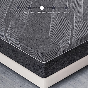 CH CHARME HOUSE Bamboo-Charcoal Queen Memory Foam Mattress 12 Inch, Liquid Gel Mattress for Cool Sleep and Relieve Pressure, Bed in a Box, Made in USA, 60”x80”x12”, Black