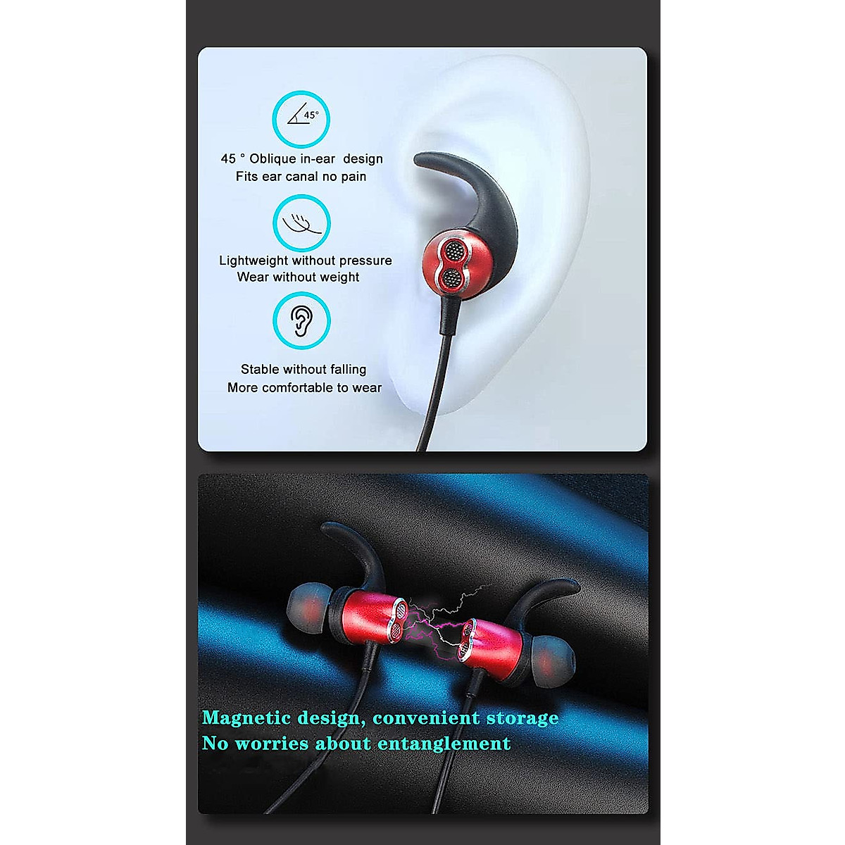 Bluetooth Headphones Neckband Earphone Wireless Headset Neck [1000mAh] 100 Hours Playtime 360 Days Standby,Built-in Mic Sports Noise Cancelling for Help Sleep/Audio Books/Video Conference travel