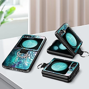 BENTOBEN Samsung Galaxy Z Flip 5 Case, Slim Fit Glow in The Dark Soft Flexible Bumper Protective with Ring Shockproof Anti Scratch Non-Slip Case Cover for Galaxy Z Flip 5 6.7“ 2023, Mandala in Galaxy