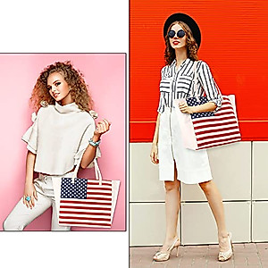 Montana West American Flag Canvas Tote Bag Patriotic Shopping Bag Reusable and Washable Grocery Bag US04-138