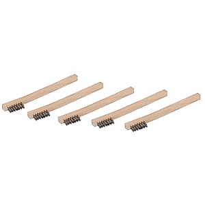 Steelman Stainless Steel 1200-Bristle Count Wire Brush for Mechanics and Painters, Removes Rust and Paint from Metals, Wood Handle, 5 Pack