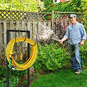 Garden Hose Holder Freestanding Thicker Metal Hose Stand Securely Hold Hose 3/4 inch x 100 ft, Detachable water hose stand for Outdoor Yard