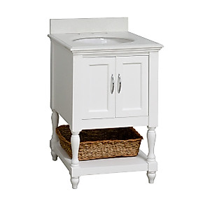 Beverly 24-inch Bathroom Vanity (White/Quartz): Includes White Cabinet with Stunning Quartz Countertop and White Ceramic Sink