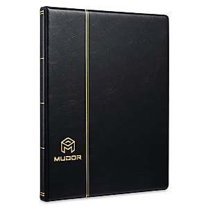 MUDOR Stamp Collecting Album, 7 Rows Pockets Stamp Book for Collectors, 10 Sheets Stamp Stockbook