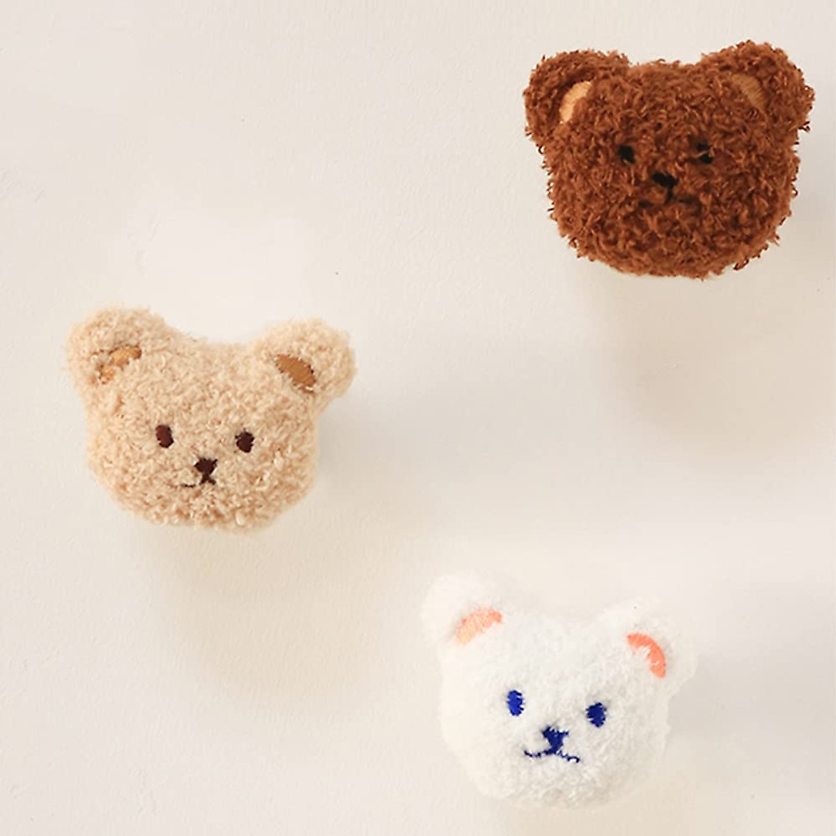 BOOMLATU Cute Bear Wall Hooks Pack of 3,Plush and Solid Wood Bear Coat Hooks with Mounting Hardware for Coat, Scarf, Hat, Towel,Key, Bag (Brown)