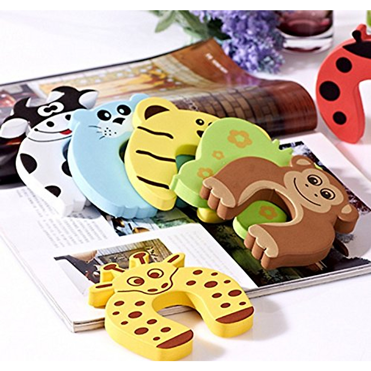 A&S Creavention Animal Foam Door Stopper Cushion Children Safety Finger Pinch 7PCS Set (Mix on Each)