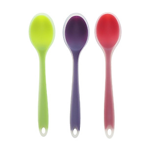 SM SunniMix 3pcs Semi-transparent Silicone Spoon Soup Spoon Coffee Milk Teaspoon