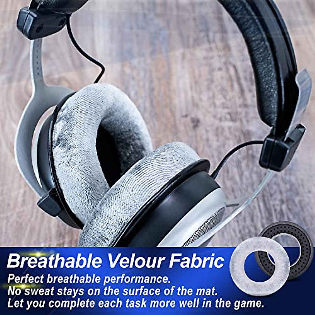 Ear Pads Replacement for MMX 300, DT 770 Pro, DT 880 Pro, DT 990 Pro, DT 1770 Pro, DT 1990 Pro, DT 177X, T 90, Softer Memory Foam, Extra Durability by JESSVIT (Grey)