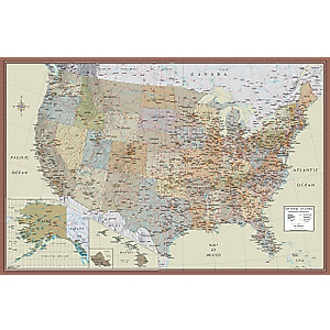 Swiftmaps World and USA Contemporary Premier 3D Two Wall Map Set (24x36 Laminated)