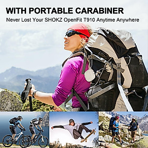 [Secure Lock] Silicone Case for SHOKZ OpenFit Open-Ear True Wireless Bluetooth Headphones Full Body Anti-Scratch Shockproof Protective Cover for SHOKZ OpenFit T910 Earbuds with Keychain (Off White)