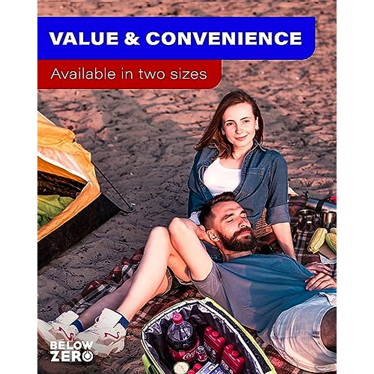 Below Zero Reusable Ice Packs for Large Coolers and Lunch Bags – Patent Pending Coldest and Longest Lasting Technology, Upto 8 Hour Cooling Ice Gel Pack - Factory Sealed – 6 Pack Small