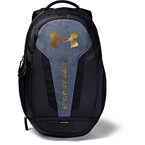 Under Armour unisex-adult Hustle 5.0 Backpack , Black (004)/Metallic Gold Luster , One Size Fits All