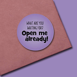 Open Me Already! Thank You Customer Appreciation Sticker Labels for Small Businesses, 60 1.5" Circle Stickers by AmandaCreation, Great for Envelopes, Postcards, Direct Mail, & More!