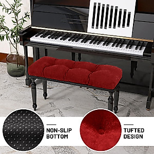 Lokex Bench Cushion,36x14 Inch Tufted Bench Cushions for Outdoor Furniture,Non-Slip Window Seat Cushions Indoor,Burgundy