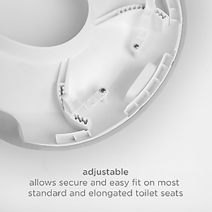 Ubbi Adjustable Toilet Trainer for Toddlers in Potty Training with Built-in Handles and Bonus Potty Hook for Easy Storage, Gray