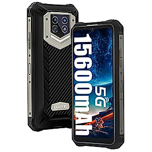 OUKITEL WP15 5G Rugged Smartphone Unlocked, 15600Mah Battery Android 11 Octa-core 8+128GB 6.52" HD Screen 48MP Triple Camera Waterproof Shockproof NFC Dual Sim Cell Phone Black (NOT Support AT&T)