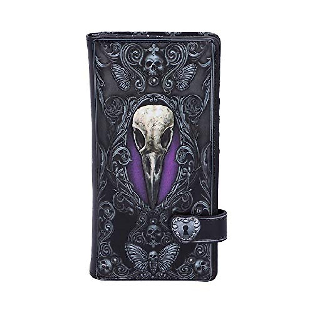 Nemesis Now B5117R0 Edgar Allen Poe Nevermore Raven Purse, PU, Black, 18.5cm