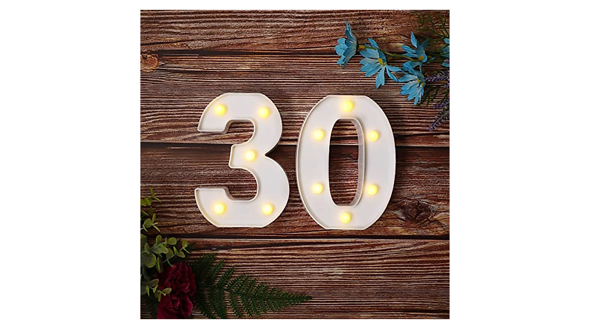 Light Up 30th Birthday Decorations - Marquee Numbers