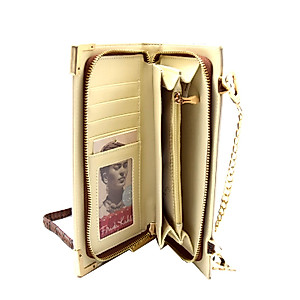 Frida Kahlo Jungle Collection Licensed Clutch with Long Strap (Brown)
