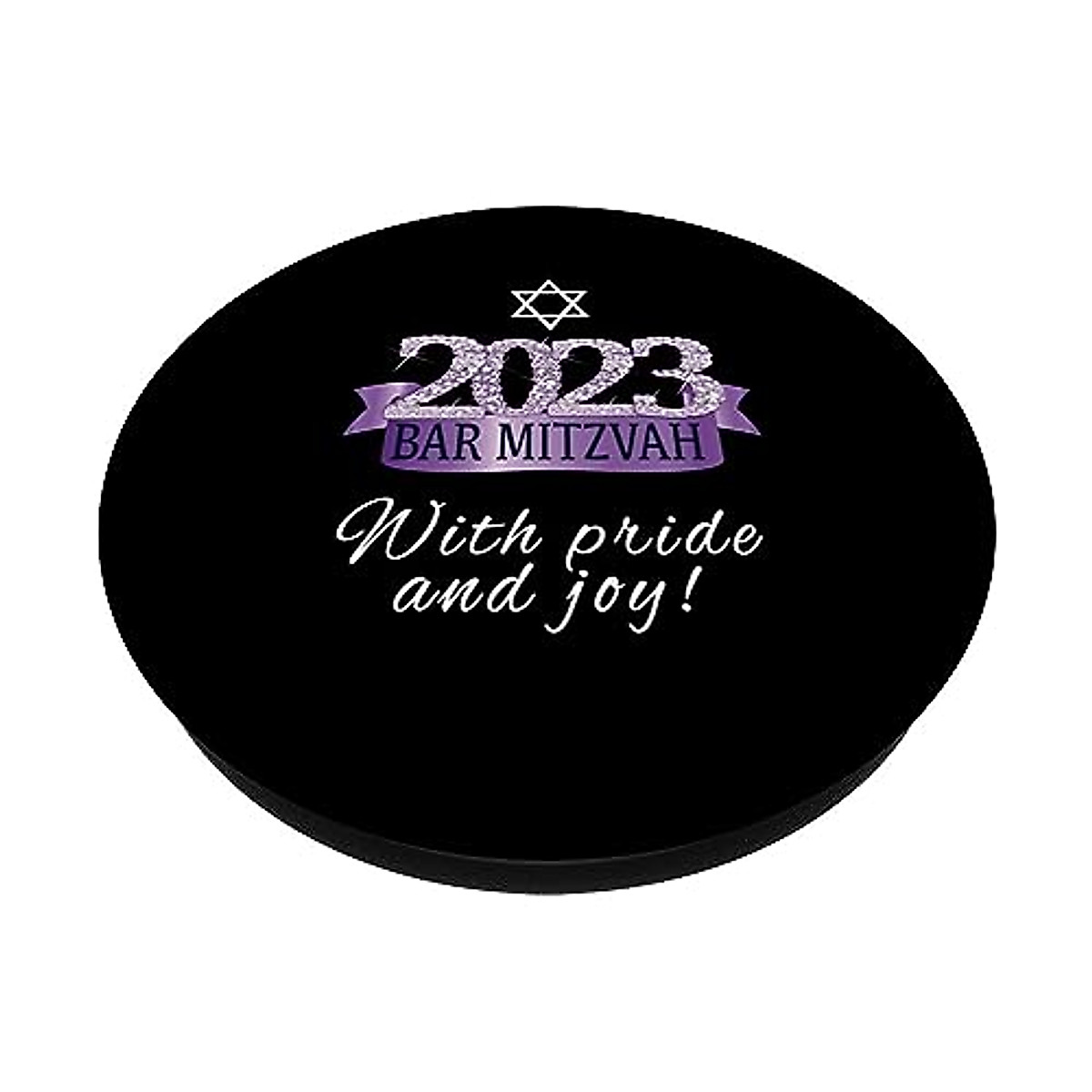 Bar Mitzvah 2023 I With Pride & Joy I Purple Banner Decor PopSockets Standard PopGrip
