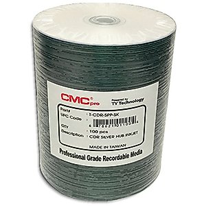CMC Pro (Powered by TY Technology) SILVER INKJET HUB PRINTABLE 48X 80-Minute CD-R's, 100-Pak