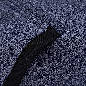 Men's Pullover Winter Workout Thenlian Mens Pure Color Pullover Long Sleeve Hooded Sweatshirt Tops Blouse(Blue, L)