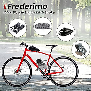 Frederimo 100cc Bicycle Engine Kit, 2-Stroke Gas Motor Bike Kit Air-Cooling Bicycle Motorized Full Set Super Fuel-efficient for Most 26" /28" Bikes Bicycle Scooter…