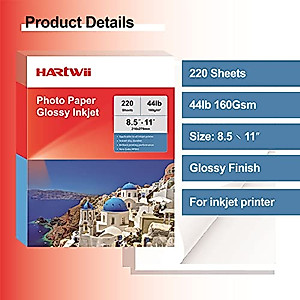Hartwii 220 Sheets Photo Paper Glossy 8.5x11 inches and 300 Sheets 3mil Thermal Laminating Sheets 9.5x11 inches