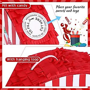 Deekin Carnival Pull String Piñata Circus Tent Piñata with Blindfold Piñata Stick and Confetti Large Carnival Piñata for Birthday Party Circus Carnival Party Decorations Supplies for Kids Baby Shower