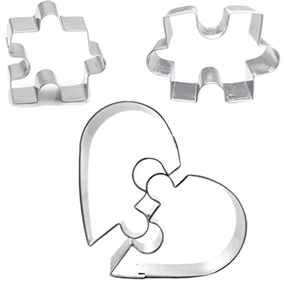 LOVE Heart Puzzle Shaped Cookie Set of 4 pcs, Stainless Steel Valentine’s Day Jigsaw Puzzle DIY Fondant Cutters