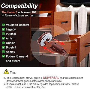 Drawer Slides for kenlin Rite-Trak II Replacement 168 Track Guides, 5 Sets of Rite Track 2 Drawer Repair Parts, UNIVERSAL Drawer Guide for Dresser, Nightstand Drawers from Most Furniture Manufacturers