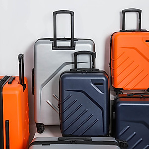 Swiss Mobility LGA Collection 3 Piece Hard Shell Luggage Set, Expandable Suitcases with 360-Degree Spinner Wheels, Retractable Handle, 20 Inch Carry On, 24 Inch Mid-size, 28 Inch Large Bags, Navy