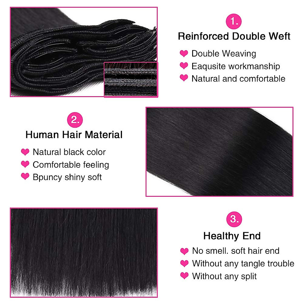 Straight Human Hair Clip in Hair Extensions for Black Women 100% Unprocessed Full Head Brazilian Virgin Hair Natural Black Color,8/Pcs with 18Clips,120 Gram (22inch, Straight hair)