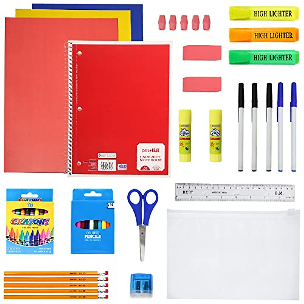 12-Pack 17” Sport Backpacks with 50 Piece School Supplies Kits – Bulk Bundle Essential for Elementary, Middle, and High School Students, 12 Assorted Styles