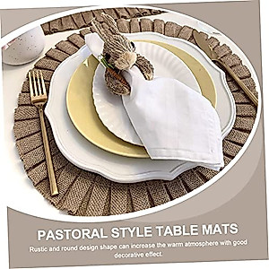 Cabilock 2pcs Braided Insulated Weave Style Woven Cotton Drinks Party Non- Dinner Placemat Decors Table for Rustic Non Coasters Adornments Wedding Placemats Dishes Retro Jute Dish Mats