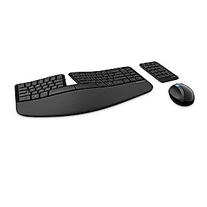 Microsoft Sculpt Ergonomic Wireless Desktop Keyboard and Wireless Mouse L5V-00001 (with Mouse)
