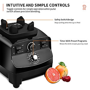 Bemkop Commercial Blender-Professional Countertop Blender with Timer,64oz-Heavy Duty Blender and Food Processor for Smoothies,Ice Crush,Frozen Drinks