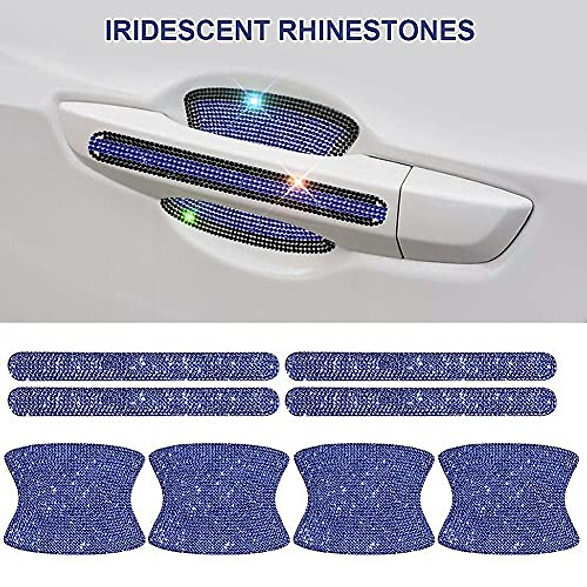 Bohisen 8pcs Bling Car Kit Car Door Handle Protector Shiny Rhinestones Scratch-Resistant Stickers Door Cup Handle Protective Film for Car