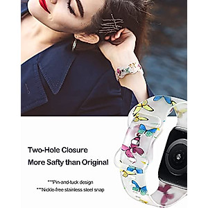 Witzon Compatible with Apple Watch Band Series 8/7/6/5/4/3/2/1/SE/Ultra, iWatch 38mm 40mm 41mm 42mm 44mm 45mm 49mm Bands for Women, Cute Print Silicone Sport Strap Replacement Accessories, Butterfly