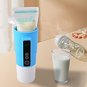 12V Baby Bottle Warmer Car Bottle Warmer for Breastmilk Bottle Heater for Babies Smart Temperature Control Mug for Coffee/Tea/Beverage/Milk and Hot Chocolate (Blue)