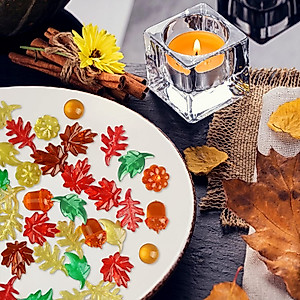 Songjum 105 PCS Acrylic Leaves Fall Vase Filler Decor Very Crystal Clear Acrylic Fall Decorations Thanksgiving Table Scatter for DIY Crafts Home Decoration Thanksgiving Autumn Decor