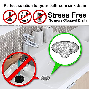 6 Pack - 2.125" Top / 1" Basket- Mesh Sink Drain Strainer Hair Catcher for Bathroom Sink, Utility, Slop, Laundry, RV and Lavatory