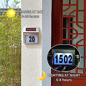 HUMINGG Solar Lights Outdoor Solar Lamp House Number Sign Lighted LEDs Doorplate Number Light for Home Street Solar Garden Light