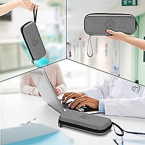 Damero Hard Stethoscope Case, Medical Carrying Case with Extra Folding Pouch Compatible with 3M Littmann/ADC/Omron Stethoscope and Accessories, Gray